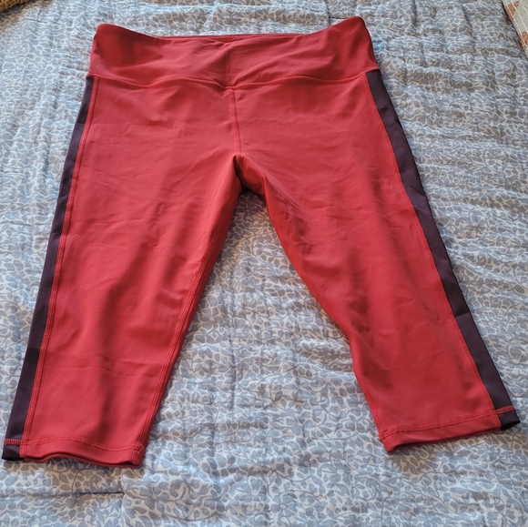 ZYIA | Pants & Jumpsuits | Zyia Active Redpurple Stripe Cropped High Rise Leggings | Poshmark